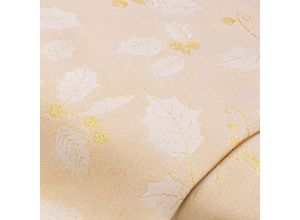 4022236394896 - Jacquard Ilex-Zweige mit Glitzergarn natur gold