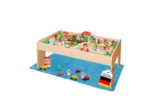 4262481832273 - Coemo Spieltisch mit 90-tlg Holzeisenbahn Farbe Natur