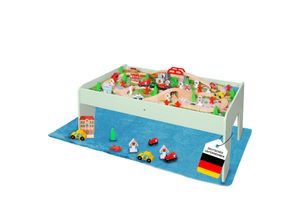 4262481832259 - Coemo Spieltisch mit 90-tlg Holzeisenbahn Farbe Mintgrün