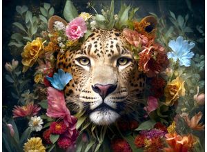 4019449529474 - Glasbild JAGUAR WITH FLOWERS