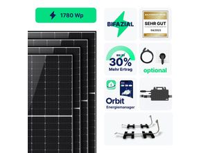 4262449329340 - priwatt Balkonkraftwerk - 4 Solarmodule - 1780 Wp - Flachdach Garten - 20 m