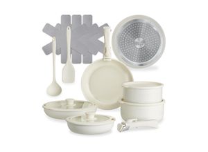 4061173303097 - tectake® Kochtopfset 16-teilig für Induktion geeignet inklusive 2 Glasdeckeln mit Dampfabzug und 2 Silikonabdeckungen 2 Küchenwerkzeuge und 3 Topfschoner aus Filz