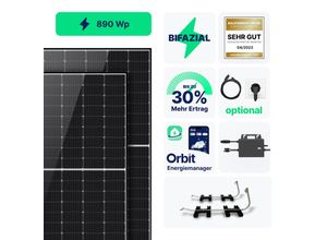 4262449329272 - priwatt Balkonkraftwerk - 2 Solarmodule - 890 Wp - Flachdach Garten - 15 m