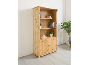 4069745136388 - Regal HOME AFFAIRE Tessin Standregal Bücherregal natur B90cm H181cm T38cm Massivholz Regale aus massiver Kiefer Breite 90 cm Höhe 181 cm mit Türen