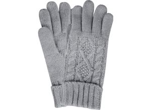 4042663073065 - Strickhandschuhe CAPELLI NEW YORK Damen light grau Strick Materialmix Zopfmuster unifarben Handschuhe elegantes Zopfstrickmuster Umschlag am Bündchen Wollanteil