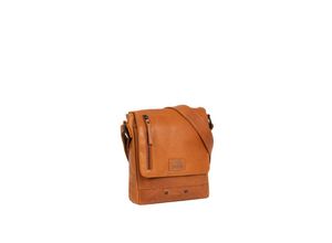8720289382513 - Schultertasche MUSTANG San Marino Damen Gr B H T 21cm x 7cm x 27cm cognac Leder Taschen Herren Umhängetasche Businessbag mit Nieten und Logo