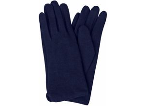 4042663343588 - Strickhandschuhe CAPELLI NEW YORK Damen navy Jersey Materialmix unifarben Handschuhe mit edlem Logoplättchen