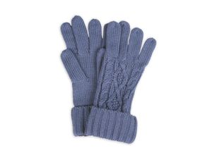 4042663077858 - Strickhandschuhe CAPELLI NEW YORK Damen jeans blau Strick Materialmix Zopfmuster unifarben Handschuhe elegantes Zopfstrickmuster Umschlag am Bündchen Wollanteil