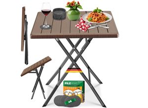 4255598355131 - KESSER® Balkontisch klappbar Wetterfest & UV-beständig Balkonmöbel Beschichteter Stahl Outdoor Gartentisch Gartenmöbel mit 6 Filz-Untersetzer Bistrotisch bis zu 100 kg belastbar