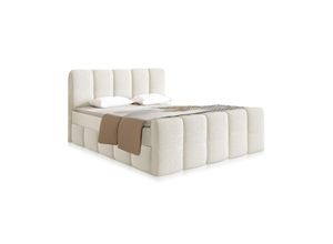 4262437185255 - Boxspringbett Manitoba 180x200 cm - Topper & hochwertige Polsterung inklusive - Creme