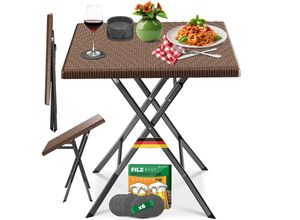 4255598355162 - KESSER® Balkontisch klappbar Wetterfest & UV-beständig Balkonmöbel Beschichteter Stahl Outdoor Gartentisch Gartenmöbel mit 6 Filz-Untersetzer Bistrotisch bis zu 100 kg belastbar