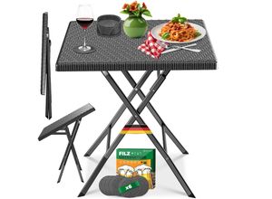 4255598355148 - KESSER® Balkontisch klappbar Wetterfest & UV-beständig Balkonmöbel Beschichteter Stahl Outdoor Gartentisch Gartenmöbel mit 6 Filz-Untersetzer Bistrotisch bis zu 100 kg belastbar