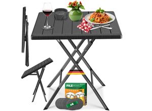 4255598355117 - KESSER® Balkontisch klappbar Wetterfest & UV-beständig Balkonmöbel Beschichteter Stahl Outdoor Gartentisch Gartenmöbel mit 6 Filz-Untersetzer Bistrotisch bis zu 100 kg belastbar