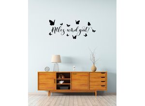 4067437735437 - Wandtattoo HOME AFFAIRE Alles wird gut - Schmetterlinge Wandtattoos Gr B H 60 cm x 25 cm schwarz Wandtattoos und Wandsticker Wandaufkleber selbstklebend rückstandslos abziehbar