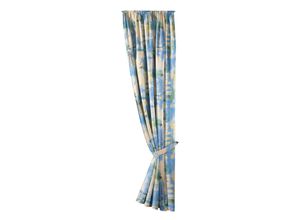 4005385839227 - Vorhang WECKBRODT Matteo Gr 1 gelb (gelb blau) B140cm H145cm Polyester Gardinen Satin bedruckt leichte Qualität mit Raffhalter Gardine Store