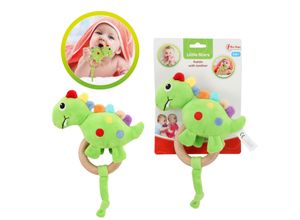 8719904721301 - Toi-Toys 72130A - Little Stars - Babyrassel Dino mit Holz-Beißring Dinosaurier Kleinkinderspielzeug
