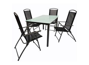 4051814417412 - 5-tlg Gartenmöbel Set Sitzgruppe Essgruppe 1x Tisch 4x Stühle Tisch Maße ca H 76 x B 140 x T 80 cm Hochlehner Set 140M