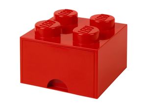 5711938029418 - Room Copenhagen LEGO® Aufbewahrungsbox Storage Brick 4er rot mit Schublade 25 x 25 x 18 cm