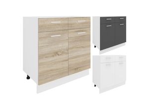 4051814423185 - Küchenschrank Breite 80 cm Schublade Unterschrank Küche Küchenmöbel Esilo (Farbe Weiß   Anthrazit)