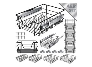 4255598319195 - Teleskopschublade Küchenschublade Küchenschrank Korbauszug Schrankauszug Vollauszug Schublade 4x 40cm - Schwarz - Kesser