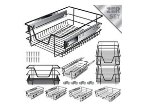4255598319171 - Teleskopschublade Küchenschublade Küchenschrank Korbauszug Schrankauszug Vollauszug Schublade 2x 40cm - Schwarz - Kesser