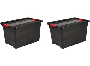 4052396043075 - Transportbehälter KEEEPER eckhart Transportboxen Gr B H L 395 cm x 34 cm x 595 cm schwarz (schwarz rot) Aufbewahrungsbox Stapelbox Körbe Boxen Transportboxen je 52 Liter mit Deckel Schiebeverschluss extra stabil