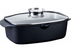 4008033186506 - Bräter FACKELMANN Roaster schwarz 8 l Töpfe mit Aromaknauf Schmortopf mit Deckel