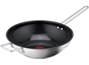 3168430370937 - Wok TEFAL Nordica beschichtete Wokpfanne Induktion Ø 28 cm Thermo-Signal grau (edelstahl) B294cm H115cm L548cm Ø28cm Pfannen minimalistisches Design robuster Griff für alle Herdarten H87119