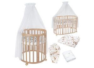 5904844916020 - Waldin Babybett OWAL Kinderbett 7in1 mit Matratze mitwachsendes Kinder-Bett