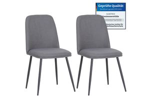 4250263744241 - Albatros BONO Stoffstuhl Grau– 2er-Set Esszimmerstühle im modernen Retro-Design gepolstert & ergonomisch DEKRA-geprüft pflegeleichter Stoffbezug