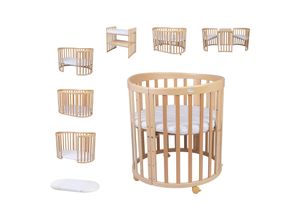 5904844911896 - Waldin Babybett OWAL Kinderbett 7in1 mit Matratze mitwachsendes Kinder-Bett