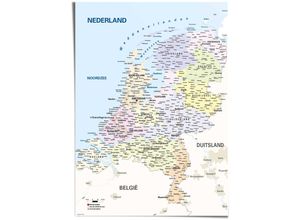 8714597571332 - Poster REINDERS Schulkarte Niederlande blau (farbe bild(er) blau) B100cm H140cm T01cm Papier Bilder