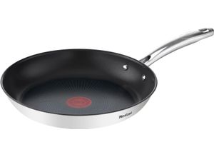 3168430321847 - Bratpfanne TEFAL Duetto+ langlebige Antihaftversiegelung Thermo-Signal schwarz (schwarz edelstahl) B254cm H5cm L43cm Ø24cm Pfannen Premium Edelstahl Induktionspfanne für alle Herdarten geeignet