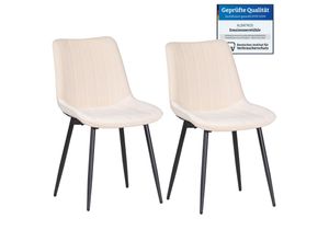 4250263744227 - Albatros BOSA Samtstuhl Beige – 2er-Set Esszimmerstühle im modernen Retro-Design gepolstert & ergonomisch DEKRA-geprüft pflegeleichter Bezug