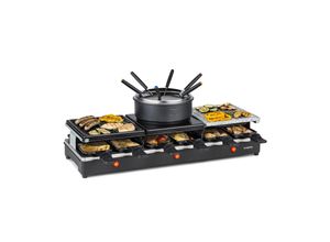 4060656232558 - Fonduelette xl 3-in-1 Raclettegrill & Fondue Naturstein 1650W 12 Personen - Schwarz - Klarstein