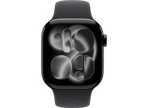 0195950631838 - Apple Watch Series 11 GPS 46mm Diamantschwarz Aluminium Case mit schwarzem Sport Band - M L