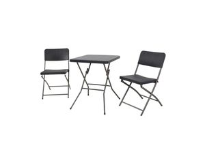 4039214511695 - Balkon-Set 3 tlg Rattanoptik anthrazit 60 cm Tisch und 2 Stühle klappbar - Anthrazit