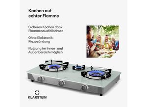 4060656532450 - Barzona Campingkocher 3 Brenner Glasplatte Edelstahl mobil einsetzbar Weiß 3 Brenner