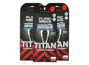 4316268695855 - Pure & Basic men Titan 6-Klingen Herren Rasierer mit 2 Klingen 5er Pack