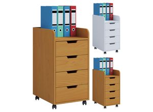 4051814362613 - Rollcontainer Beistellcontainer mit 4 Schubladen Maße ca H 65 x B 33 x T 40 cm 4 leichtgängige Schubladen Bürocontainer - Konal Mini