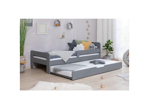 4251105981183 - TiCAA Einzelbett Kinderbett Jugendbett Bennet mit Zusatzbett Rausfallschutz & Lattenrost für Schlafzimmer Kinderzimmer Kiefer Massivholz Bettgestell 90 100  120 x 200 cm