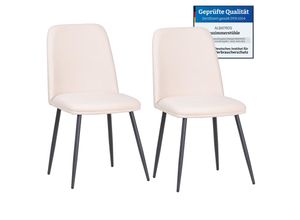 4250263744258 - Albatros BONO Stoffstuhl Beige – 2er-Set Esszimmerstühle im modernen Retro-Design gepolstert & ergonomisch DEKRA-geprüft pflegeleichter Stoffbezug
