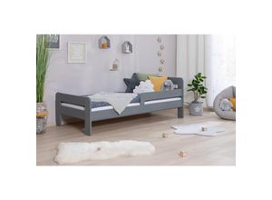 4251105981060 - TiCAA Einzelbett Kinderbett Jugendbett Bennet mit Rausfallschutz & Lattenrost für Schlafzimmer Kinderzimmer Kiefer Massivholz Bettgestell 90 100 120 x 200 cm