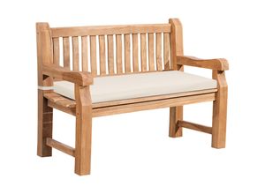 4255716374532 - Gartenbank wetterfest Jackson mit Sitzkissen Teakholz Bank mit Rückenlehne 2 bis 3 Sitzer robust und pflegeleicht Holzbank für Terrasse