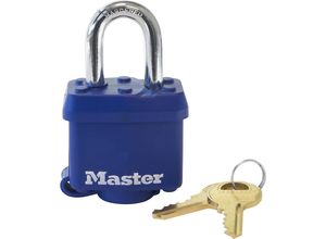 3520190092762 - Masterlock Vorhängeschloss Stahl mit Thermoplasthülle VE 4 Stk silber