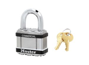 0071649290282 - Masterlock Vorhängeschloss mit Zylinderschloss VE 6 Stk Edelstahlgehäuse
