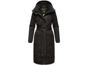 4070448084685 - NAVAHOO Damen Wintermantel lang Parka warm Jacke mit Bindegürtel Kapuze & Kragen Hokulanii