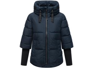 4070448066889 - NAVAHOO Damen Winter Steppjacke gesteppt Winterjacke mit Kragen Kapuze gefüttert langen Rippbündchen Lotusherz