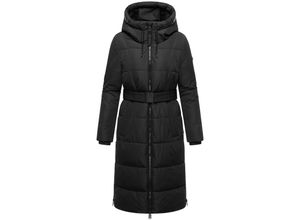 4070448060436 - NAVAHOO Damen Steppmantel lang Wintermantel Parka Jacke wasserabweisend Kapuze Teddyfell Kragen Gürtel Herbstnebel