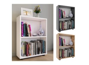 4051814420184 - Holzregal stehend platzsparender Bücherregal Maße ca H 72 x B 55 x T 20 cm Elegante Aufbewahrung Regal – Bulas 2 Fächer